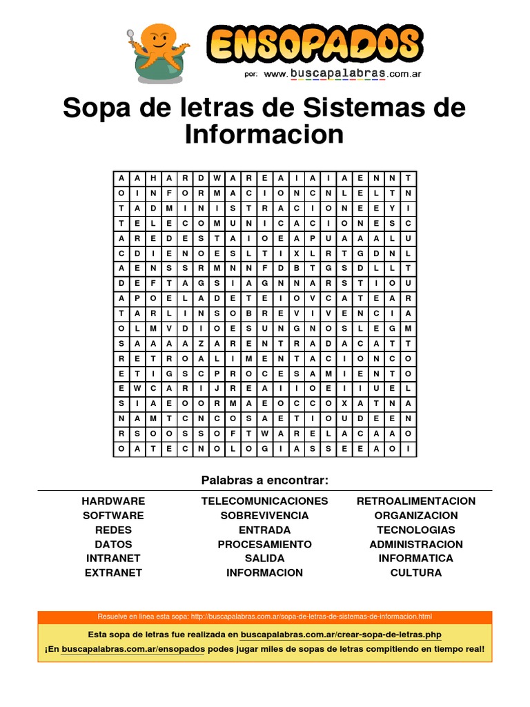 Sopa de Letras de Sistemas de Informacion | PDF | Ciencia y Tecnología ... Sopa de Letras de Sistemas de Informacion | PDF | Ciencia y Tecnología ...