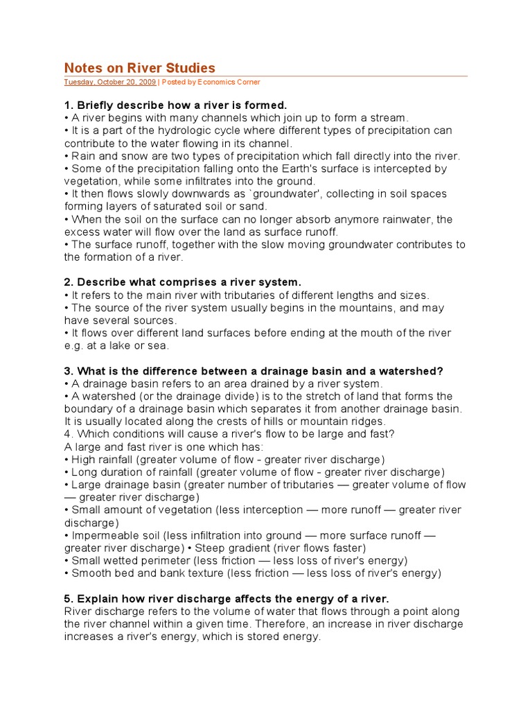 Notes On River Studies | PDF