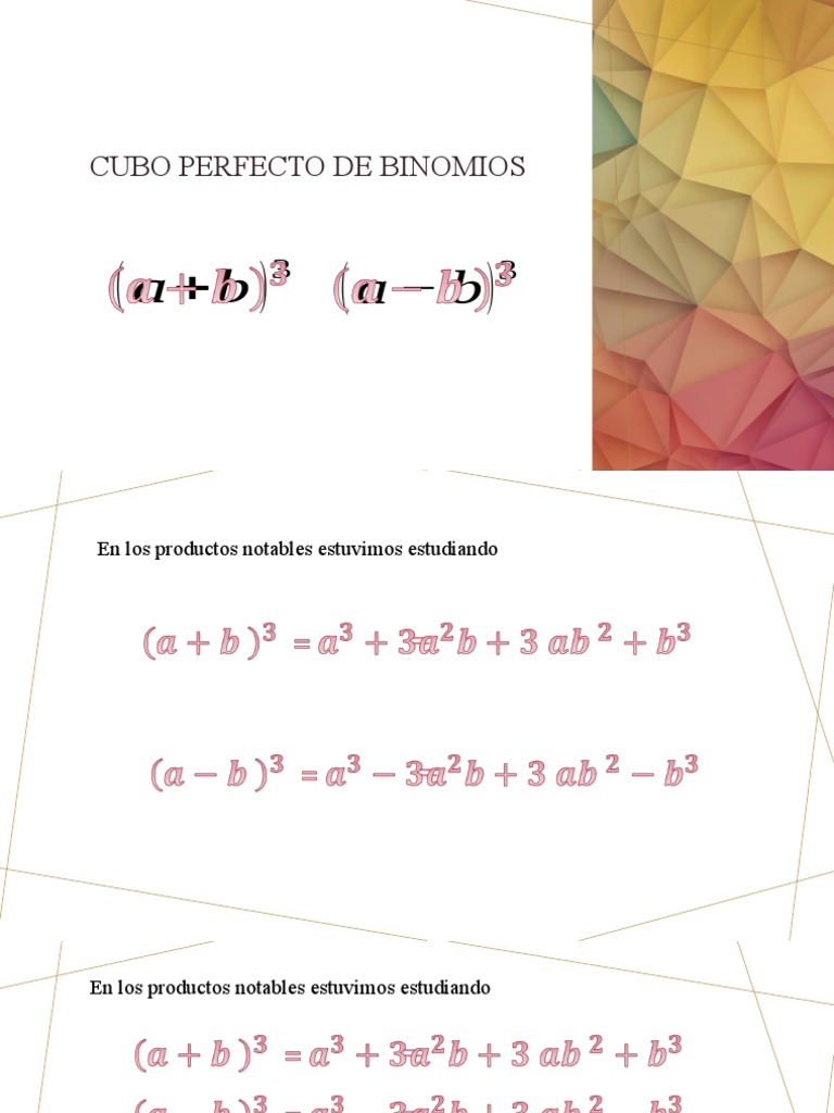 Cubo Perfecto de Binomios | PDF | Factorización | División (Matemáticas)