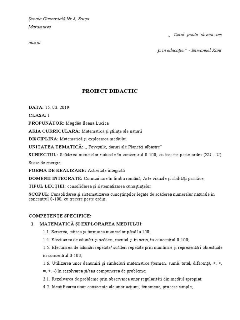 Proiect Didactic Def Mem Ssurse | PDF