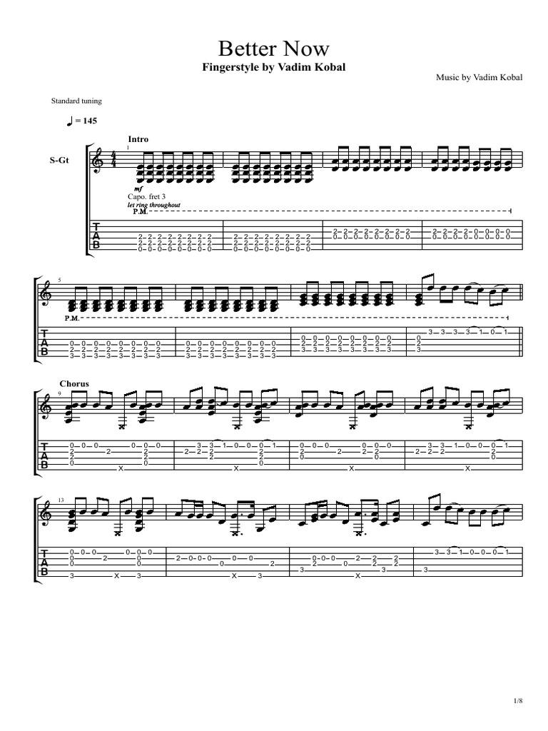 Better Now - Guitar Tabs | PDF | Guitars | Musical Instruments