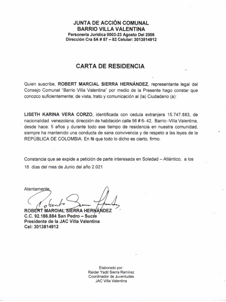 Carta de Residencia Liseth20210618 - 16 | PDF