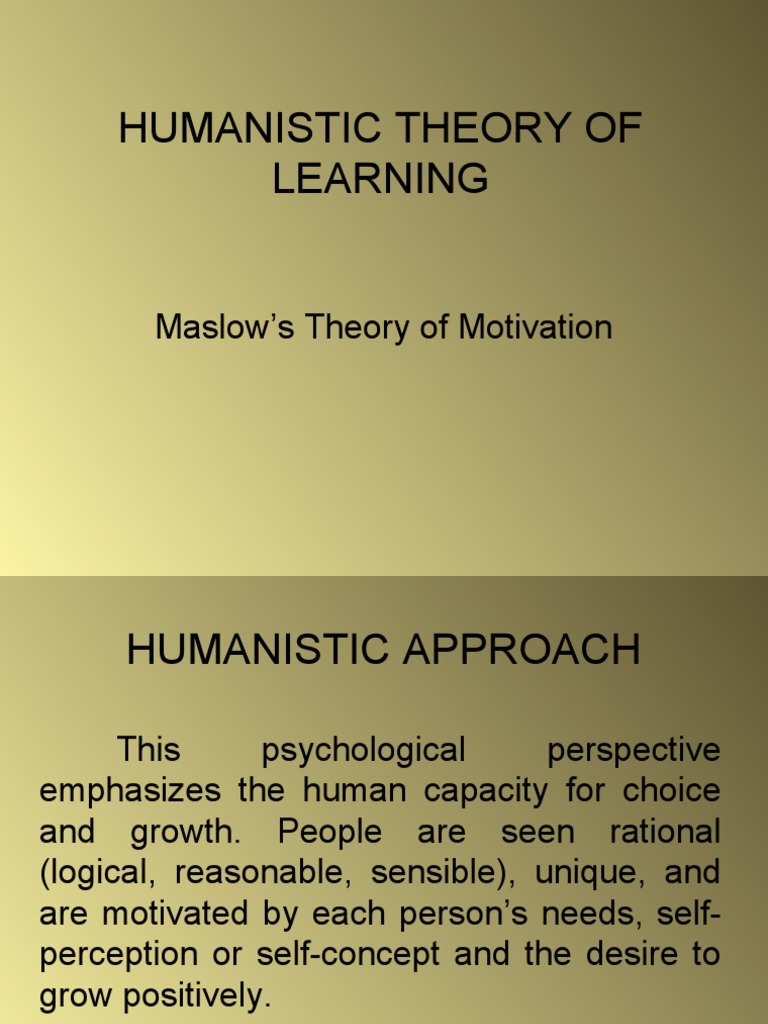 Humanistic Theory of Learning | PDF | Self Actualization | Self Esteem