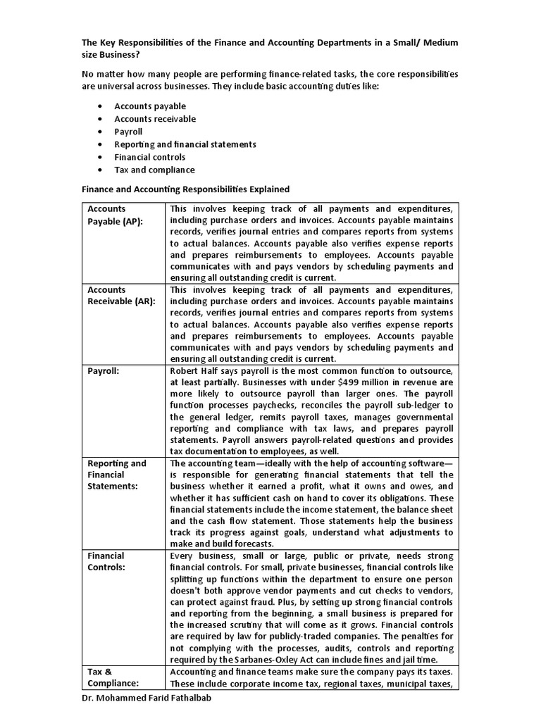 Finance and Accounting Roles Explained | PDF | Accounts Payable | Payroll