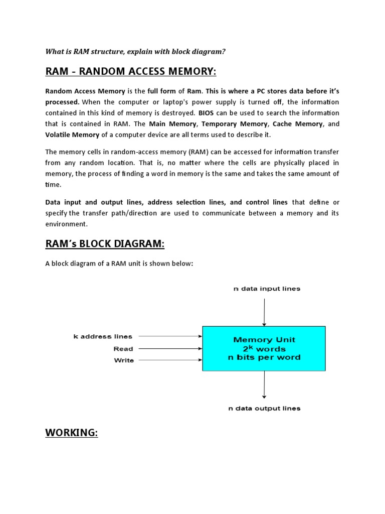 Ram - Random Access Memory:: What Is RAM Structure, Explain With Block ...