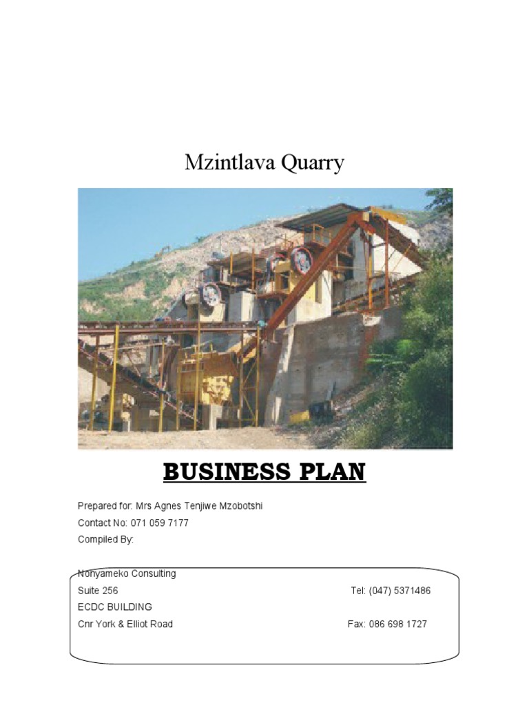 Mzintlava Quarry Business Plan | PDF | Employment | Business