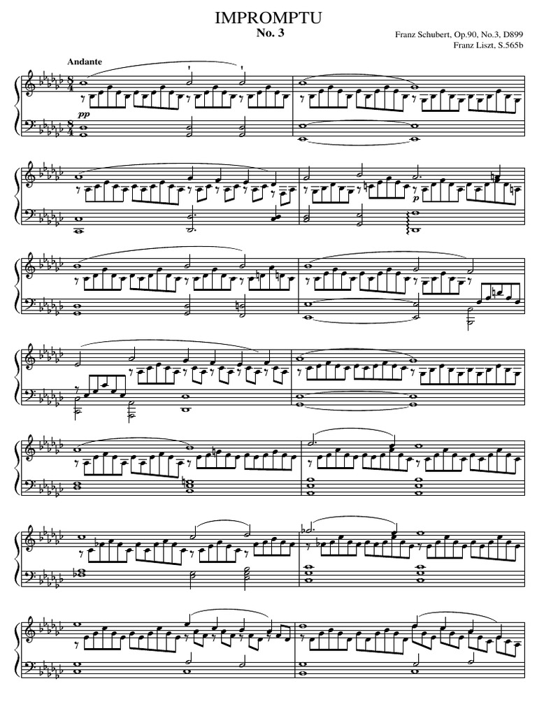 Schubert Impromptu No. 3 Op. 90 D 899 G Majeur Transcription de Liszt ...