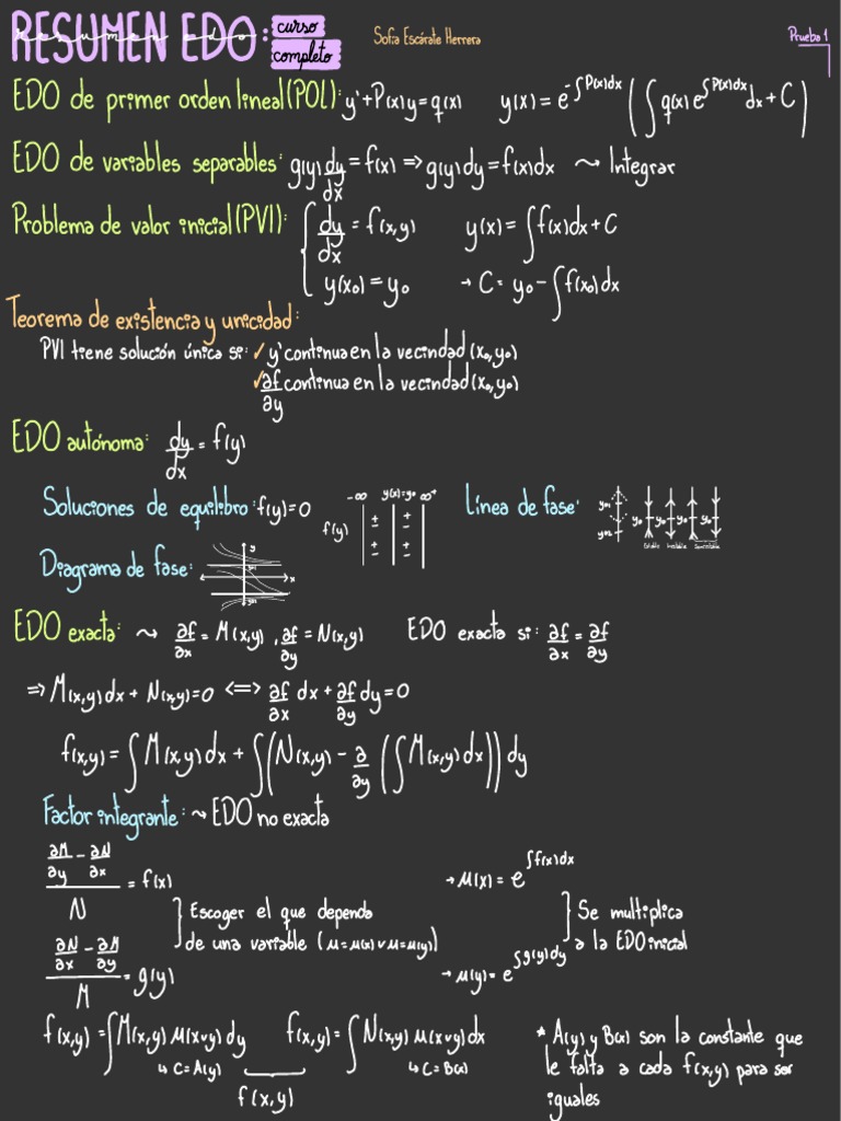 Formulario Completo EDO | PDF | Ecuaciones | Matemáticas
