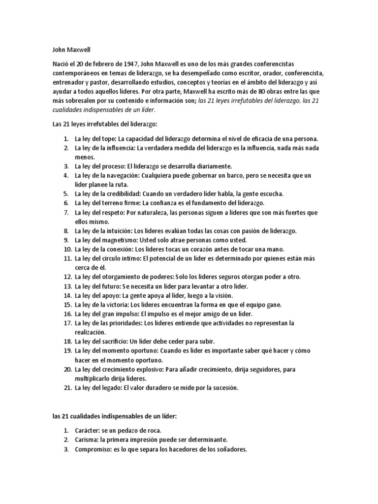 John Maxwell | PDF | Liderazgo