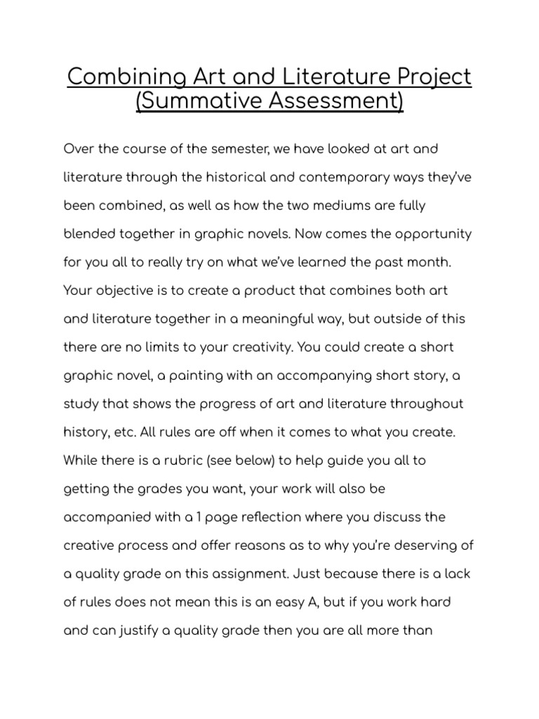 Summative Assessment and Rubric 1 | PDF | Rubric (Academic) | Creativity