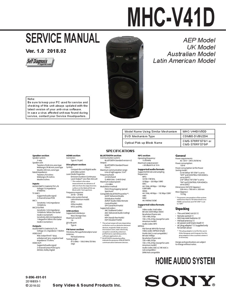 Service Manual: Home Audio System | PDF | Soldering | Hdmi