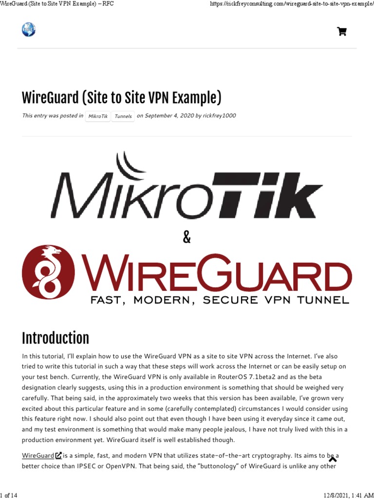WireGuard (Site To Site VPN Example) - RFC | PDF | Ip Address | Computer Network