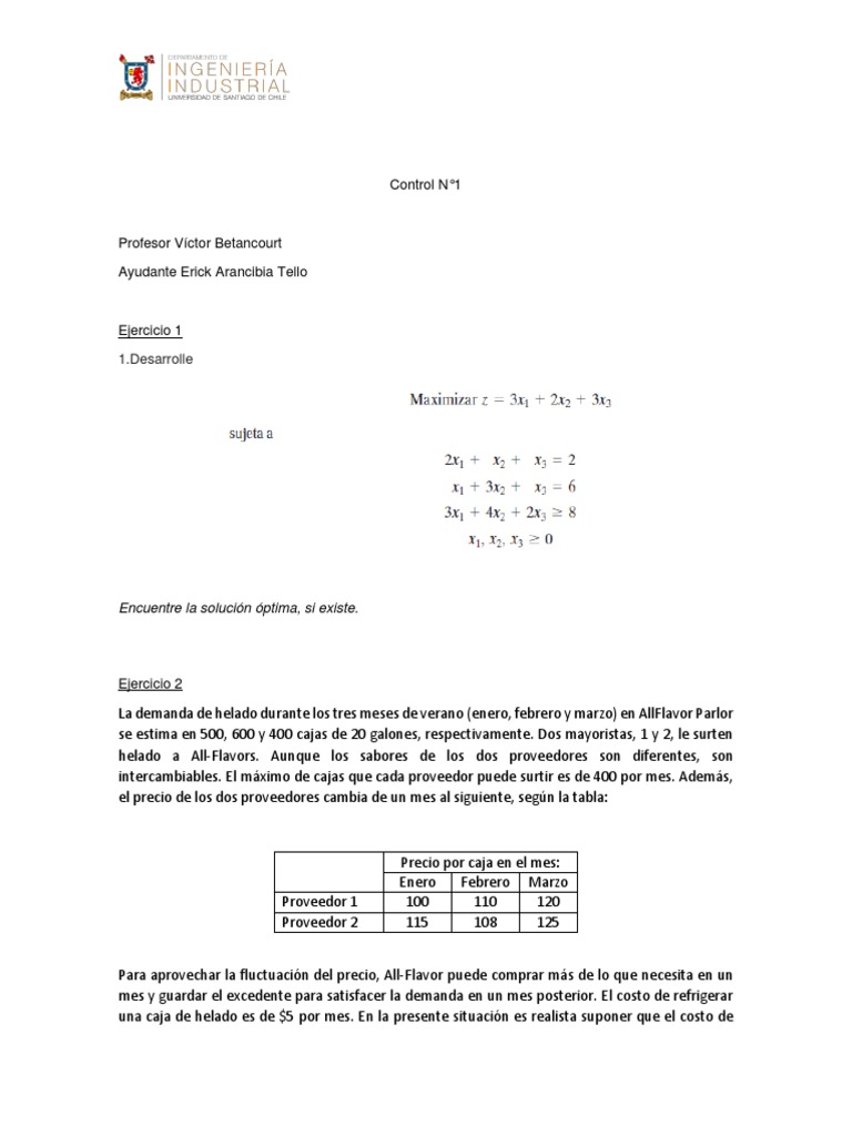 Control N°1 Optimización | PDF