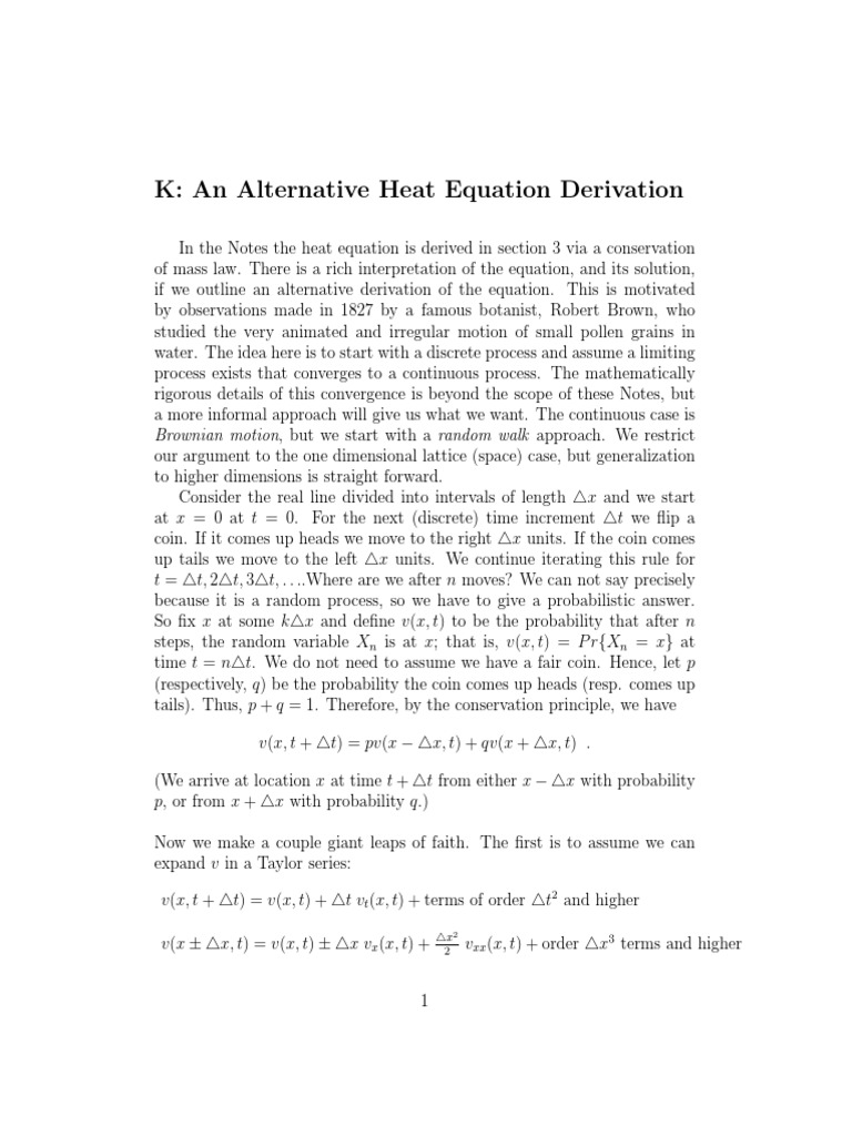 K - Random Walk Heat Equation Derivation | PDF | Probability ...