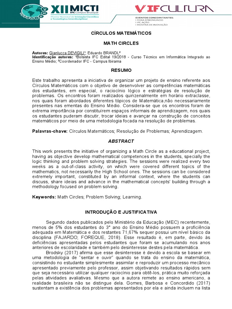 Circulos Matematicos | PDF | Matemática | Aprendizado