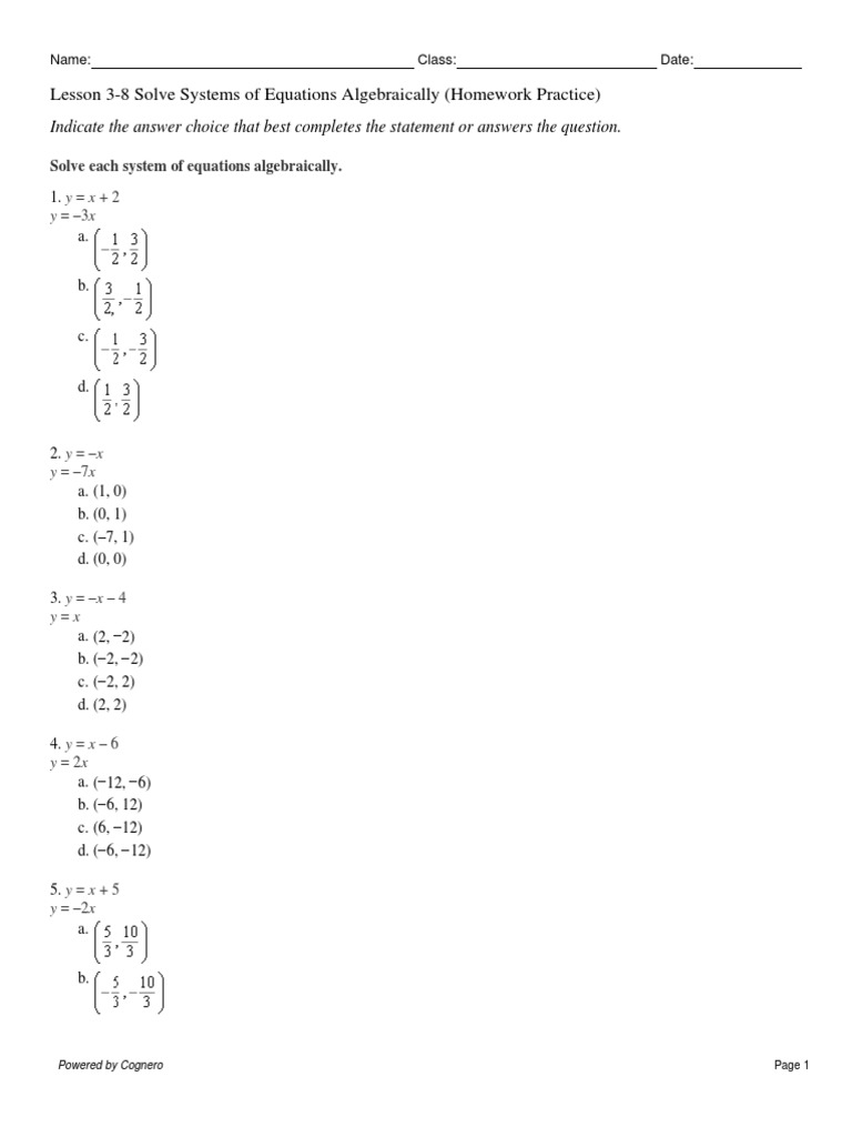 Solve Systems of Equations Practice | PDF | Equations | Mathematics
