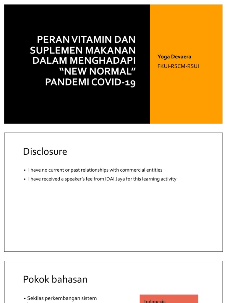 Peran Vitamin Dalam New Normal Dr. Yoga Devara, SpAK | PDF | Influenza ...