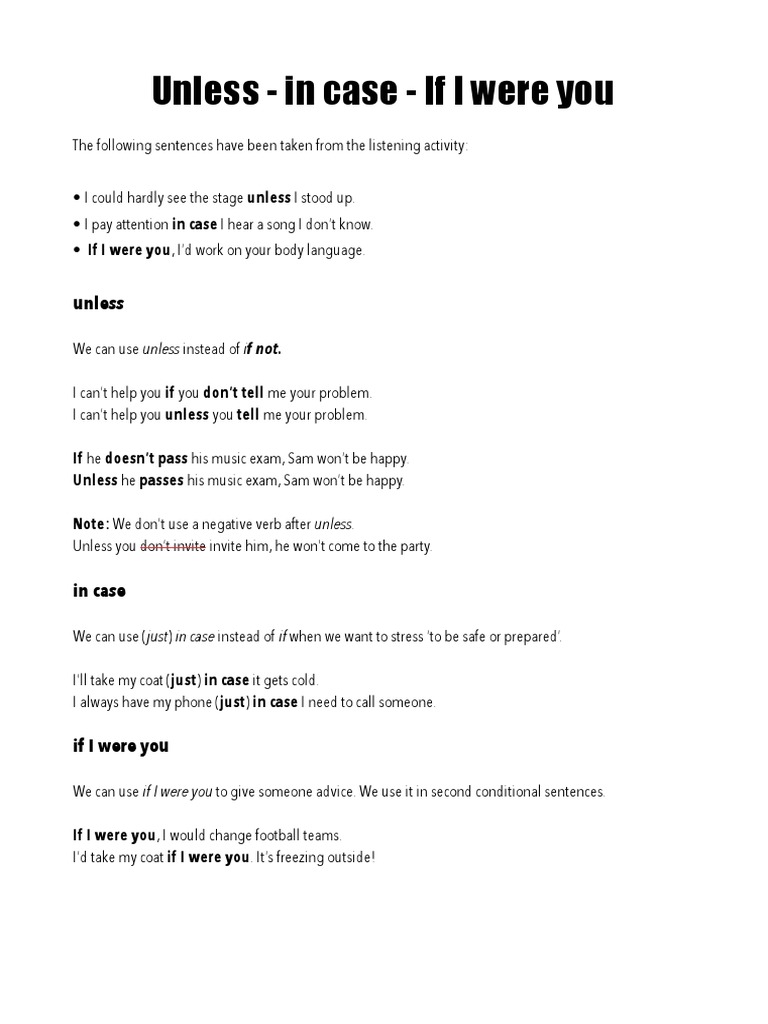 Unless in Case If I Were You | PDF