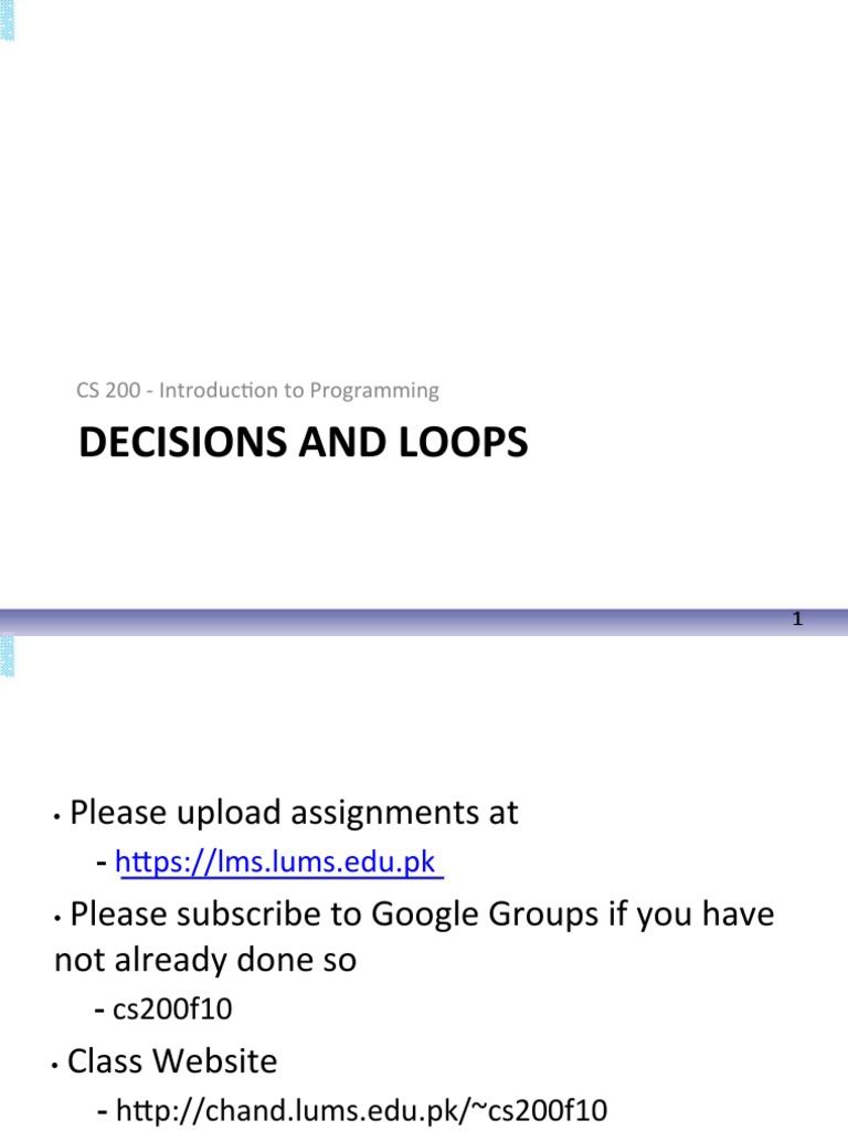 Decisions and Loops: CS 200 - Introduction To Programming | PDF ...