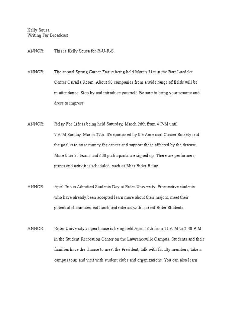 2 minute radio newscast script