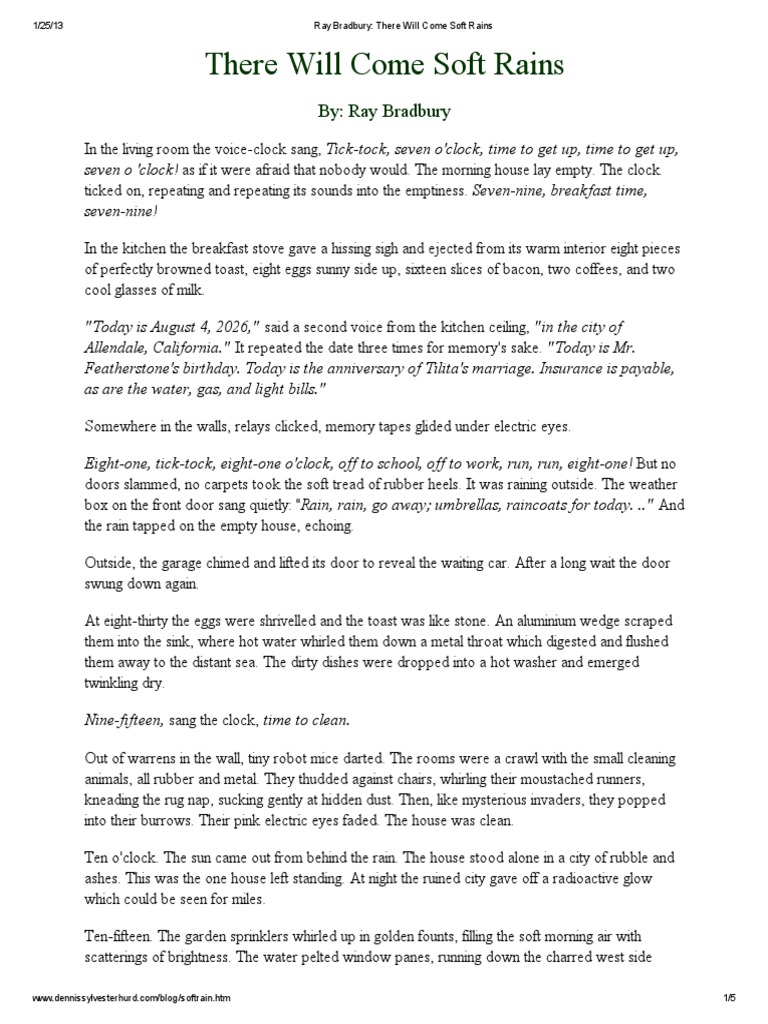 7 - There Will Come Soft Rains by Ray Bradbury | PDF