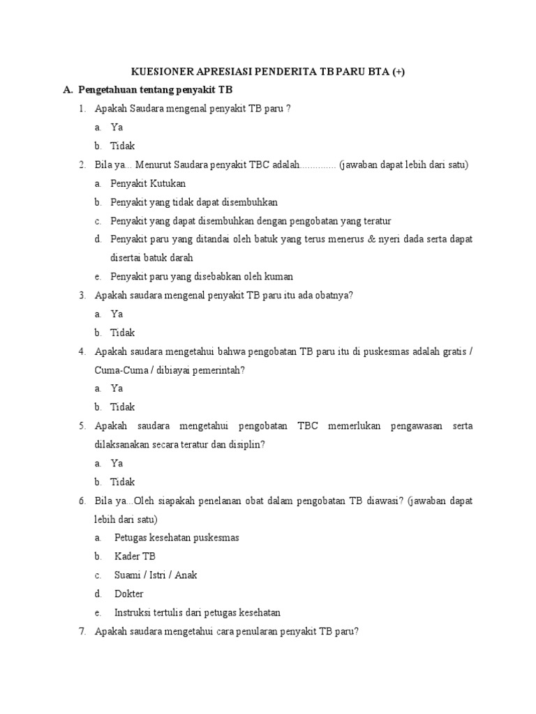 Pengetahuan dan Persepsi Pasien TB Paru tentang Penyakit dan ...
