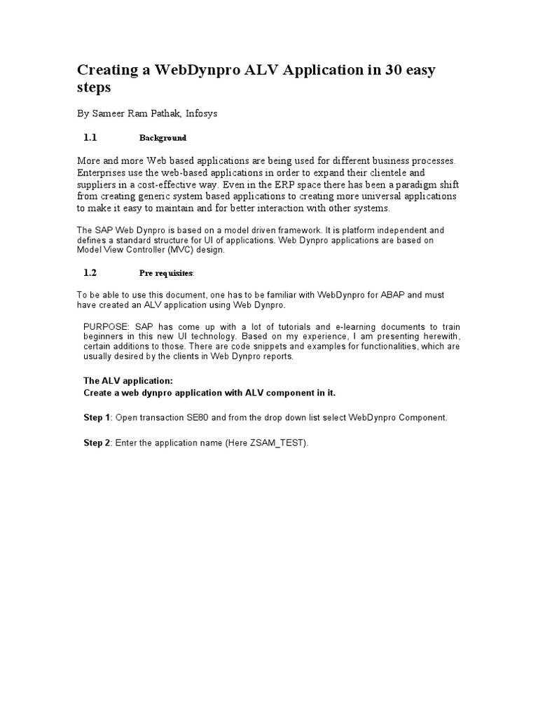Creating A Webdynpro Alv Application In 30 Easy Steps Pdf Web Application Modelview 2526