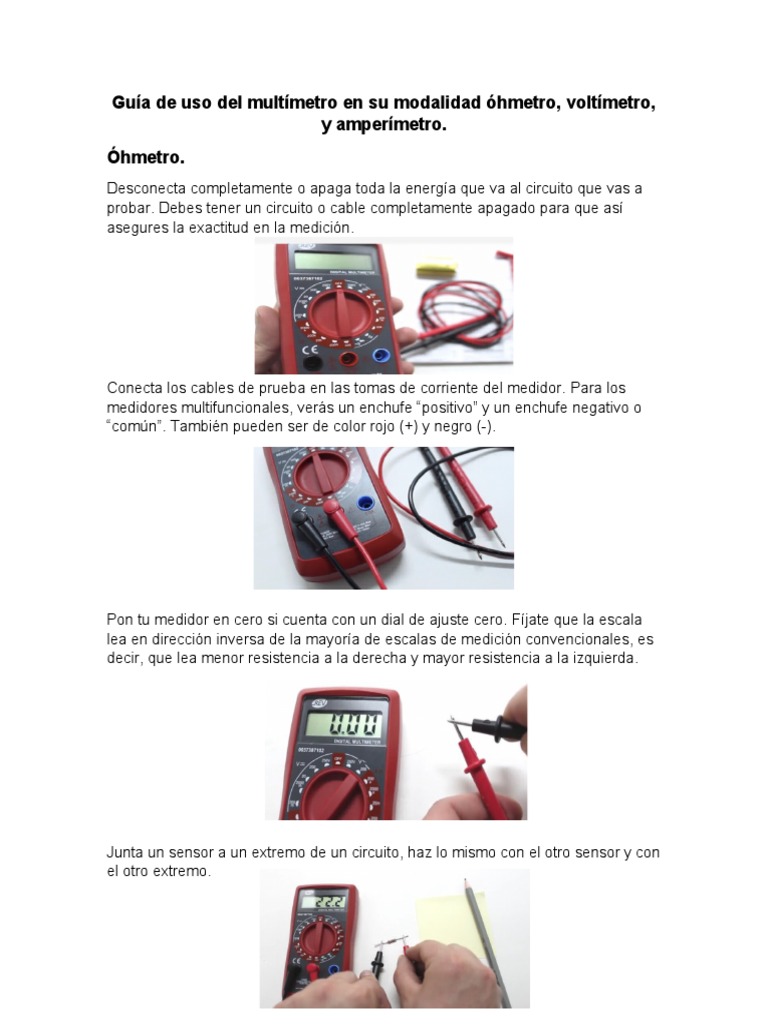Guía de Uso Del Multímetro en Su Modalidad Óhmetro | PDF | Corriente ...