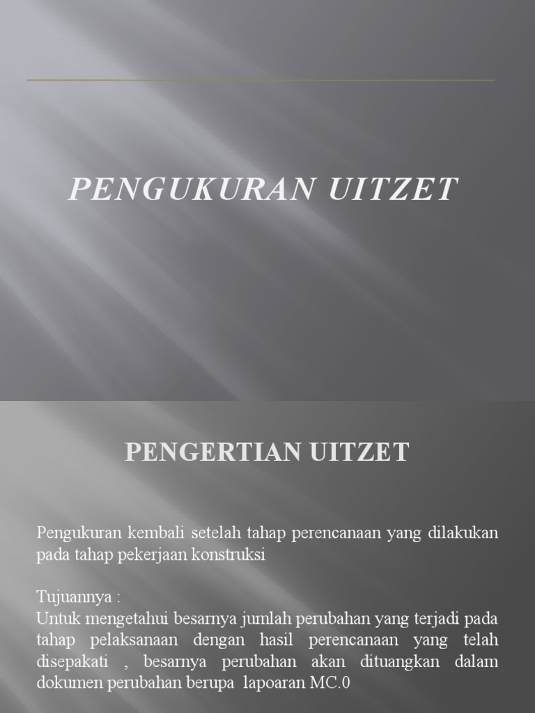 Pengukuran Di Awal Pekerjaan (Uitzet) | PDF