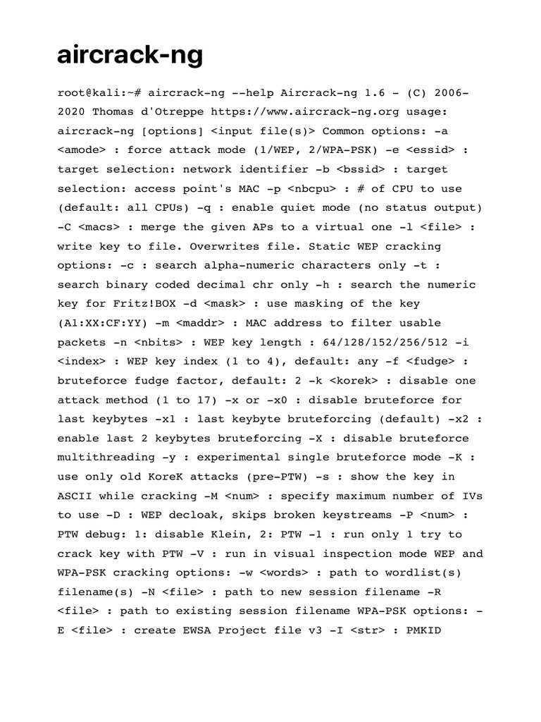 Aircrack-Ng - Kali Linux Tools | PDF | Ieee 802.11 | Computer Architecture