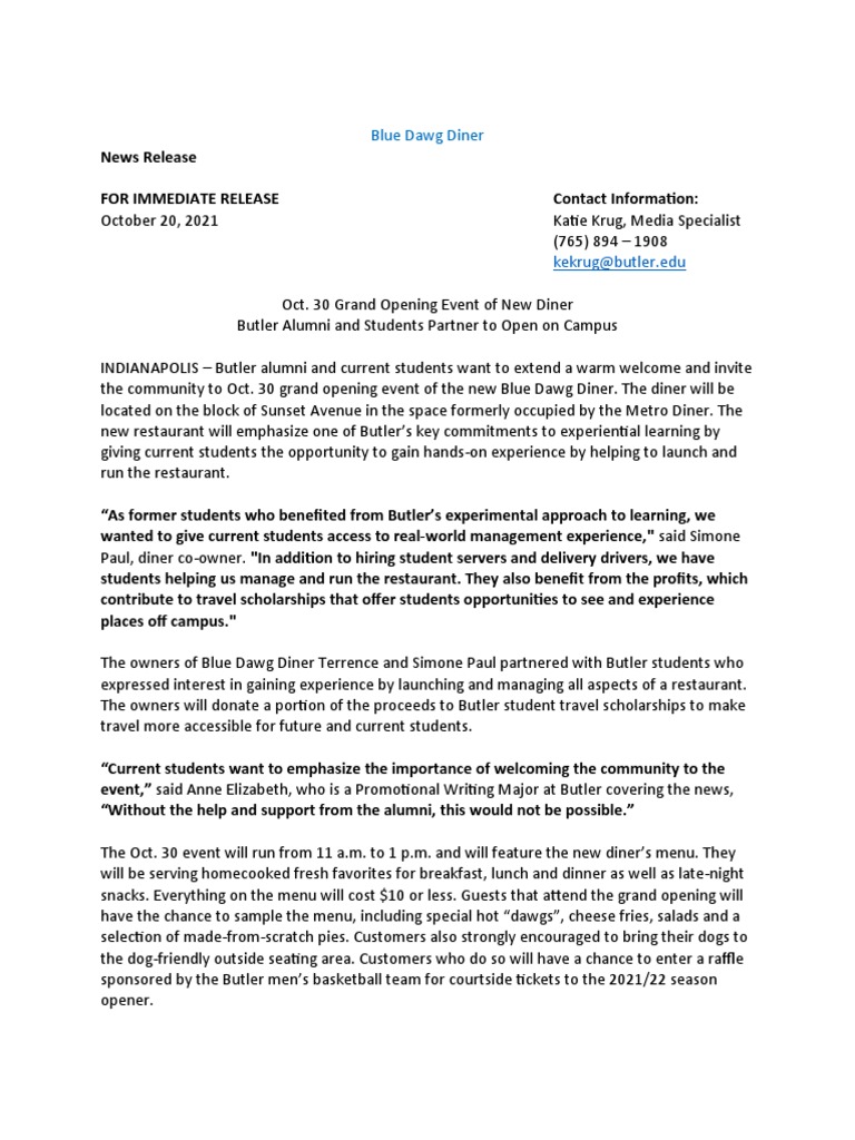 Full Press Release Assignment | PDF | Menu