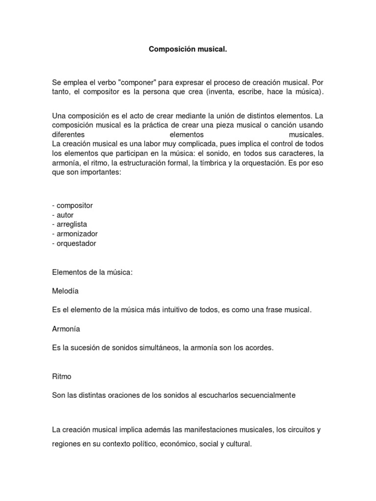 Composición Musical | PDF | Tempo | Armonía