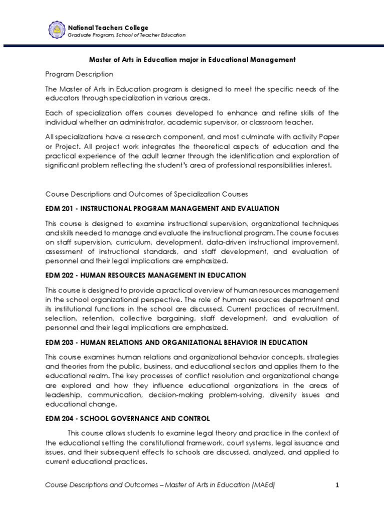 National Teachers College: Graduate Program, School of Teacher ...