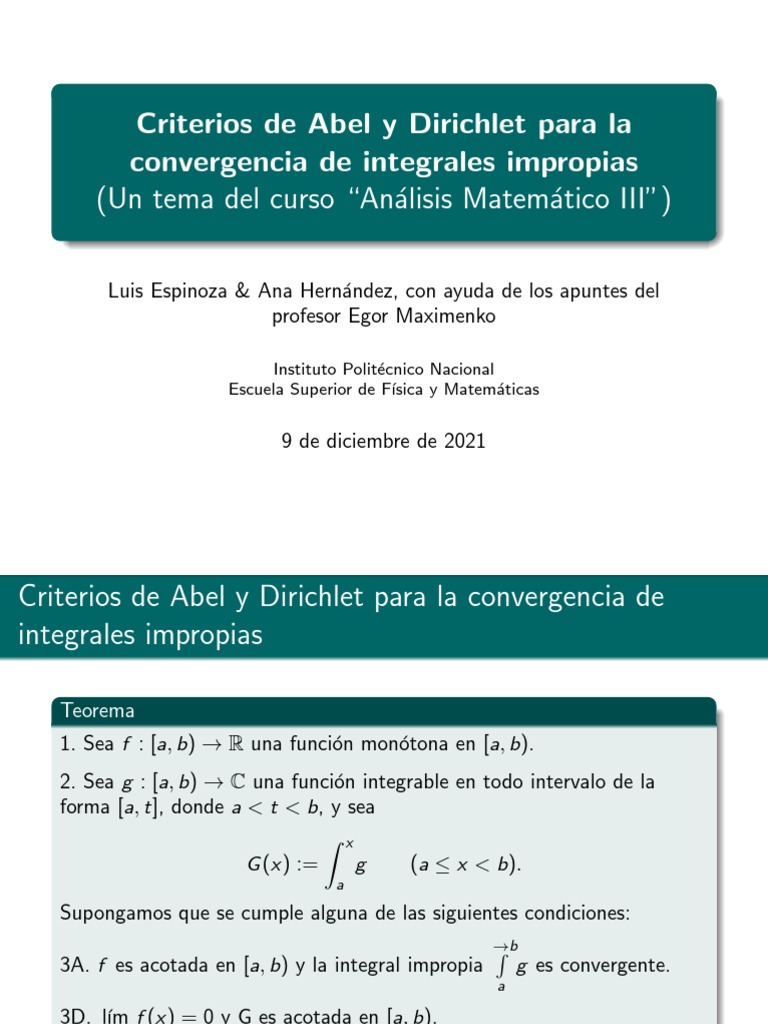 Critero de Abel y Dirichlet | PDF | Integral | Funciones y mapeos