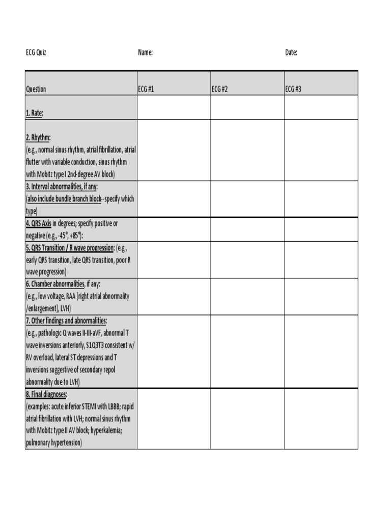 Answer Sheet Ecg Curriculum | PDF