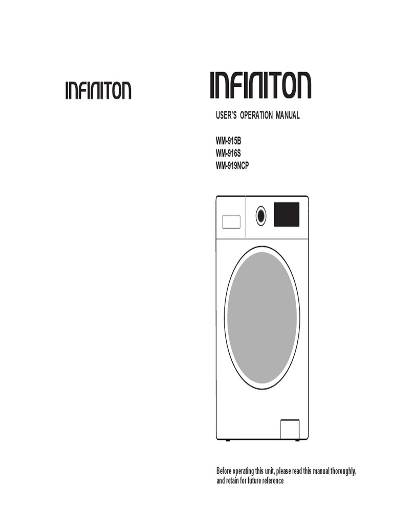 Infiniton WM-916S Washing Machine | PDF | Washing Machine | Home Appliance