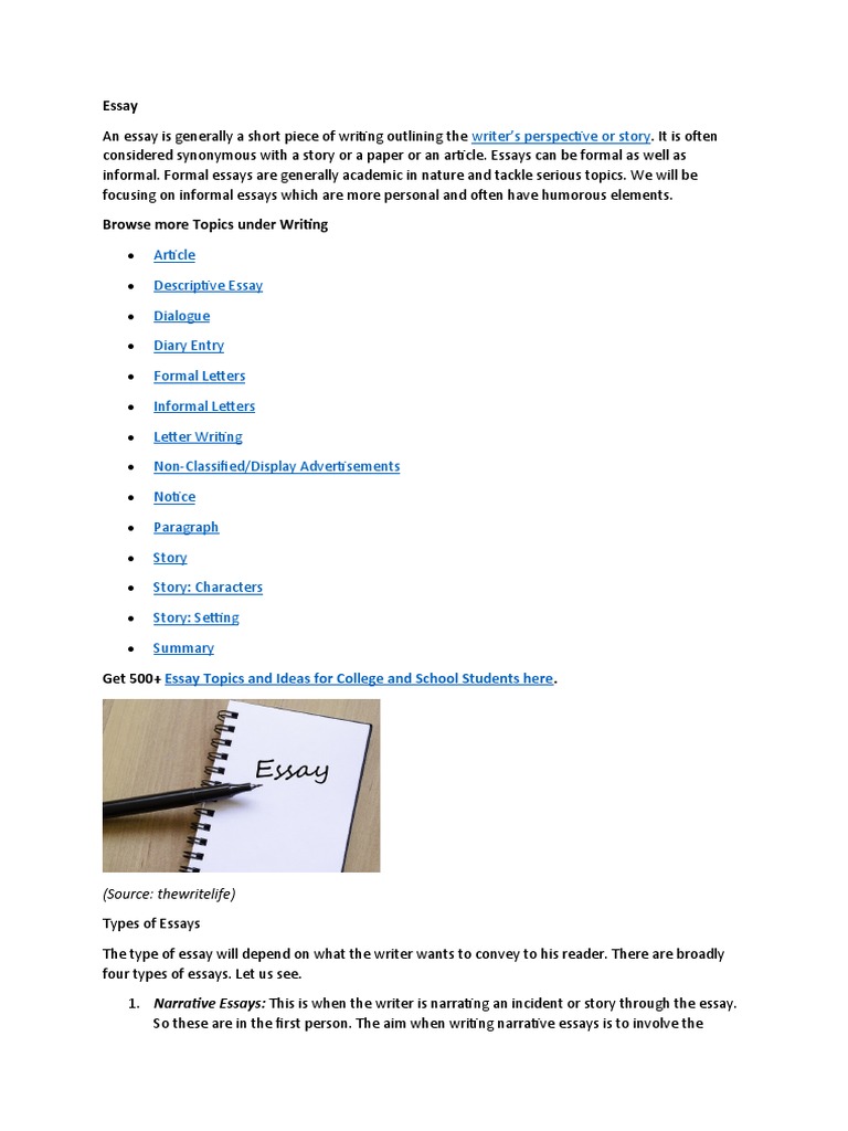 Exploring the Different Types and Formats of Essays | PDF | Essays ...