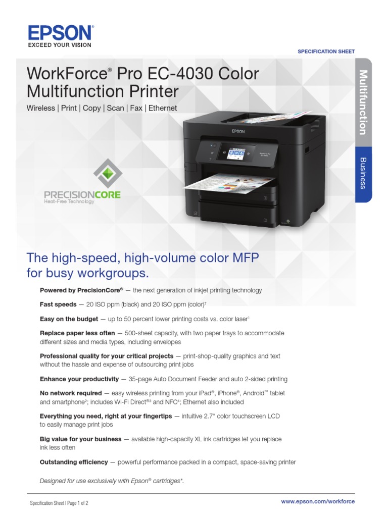 Workforce Pro Ec-4030 Color Multifunction Printer: The High-Speed, High ...