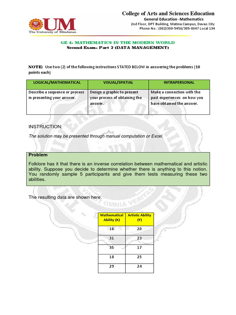 First Sem 2021 2022-GE 4 - SECOND EXAM - QUESTIONNAIRE (PART 2) Updated ...