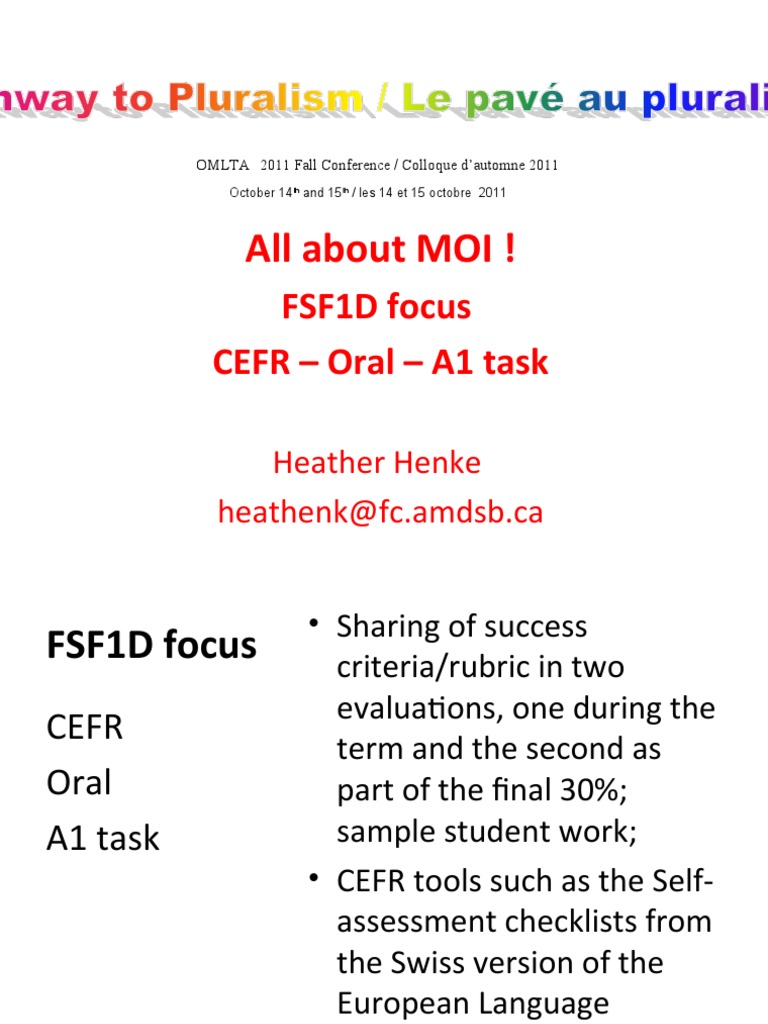 All About MOI !: FSF1D Focus CEFR - Oral - A1 Task | PDF | Vocabulary ...