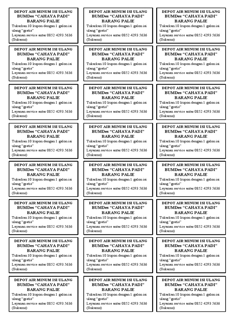 Kupon Galon Bumdes | PDF | Memasak, Makanan, & Anggur