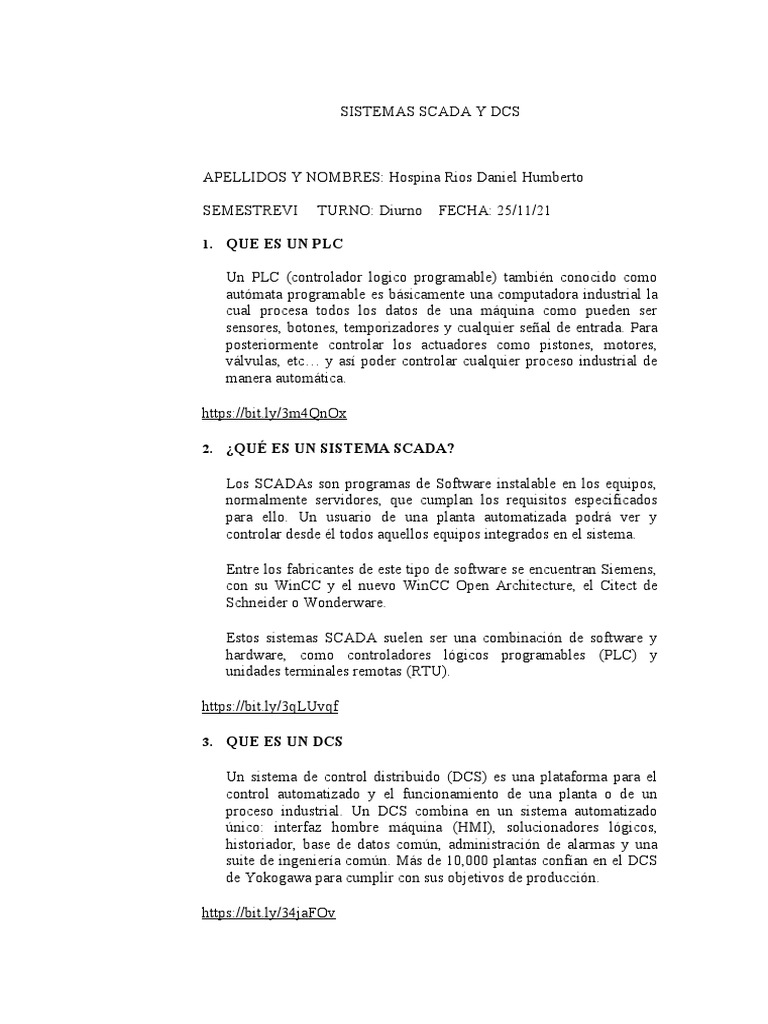 Sistemas Scada y DCS | PDF | Scada | Controlador lógico programable