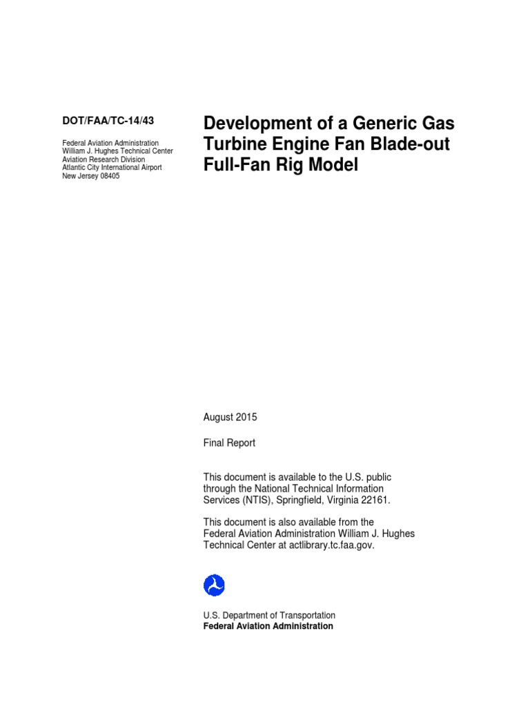 DOT - FAA - TC - 14 - 43 Development of A Generic Gas Turbine Engine ...