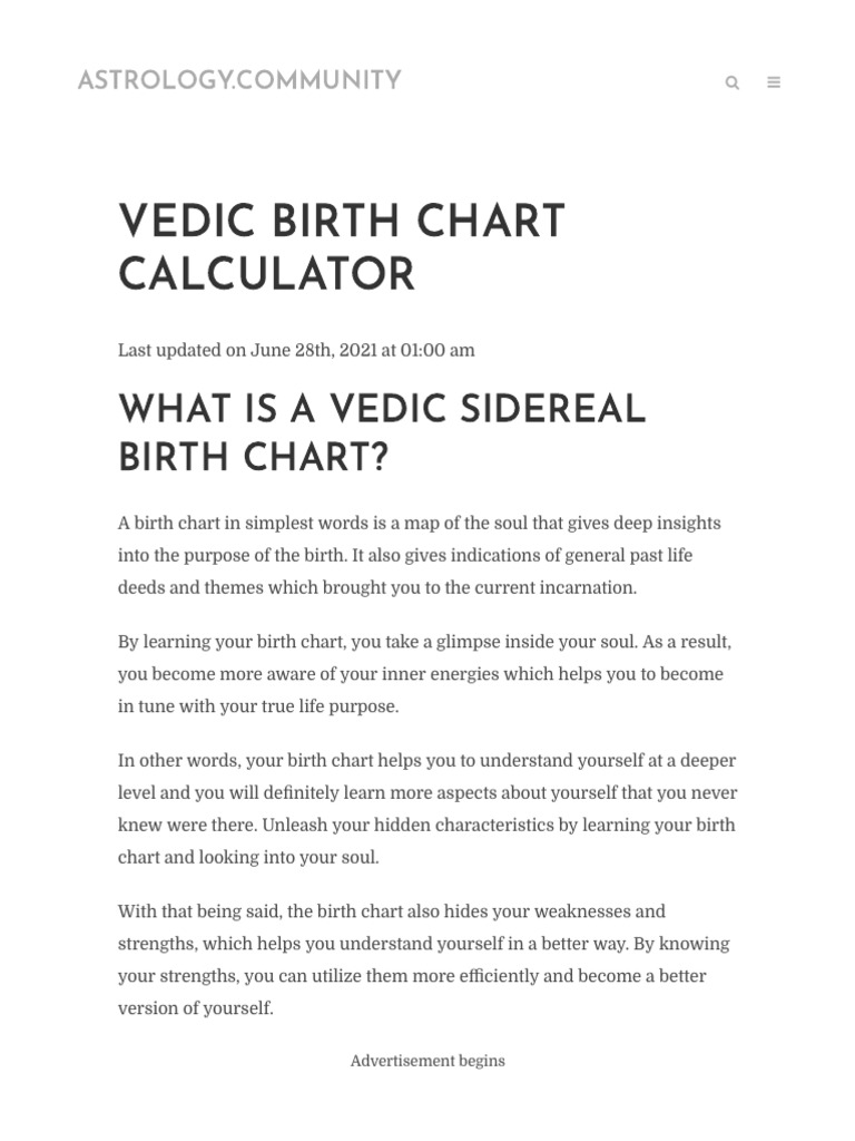 Vedic Birth Chart Calculator Free Chart Analysis Astrology - Community ...