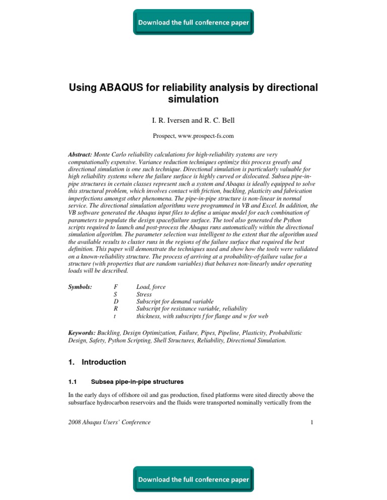 ABAQUS Reliability Analysis Techniques | PDF | Simulation | Monte Carlo Method