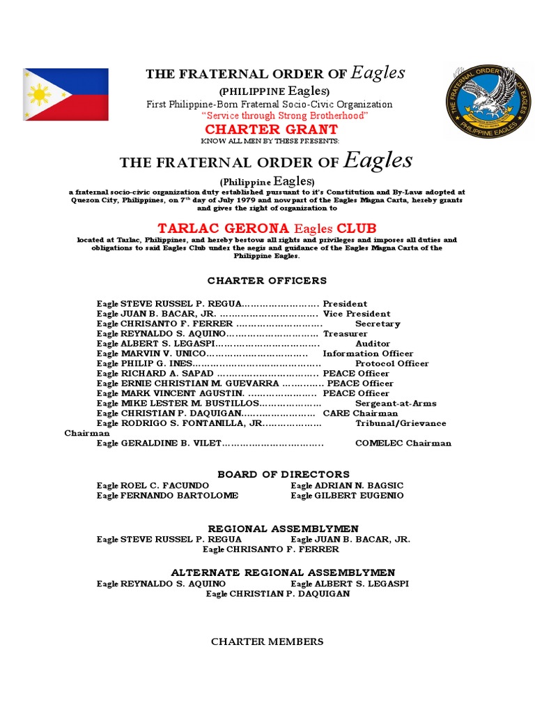Charter Grant Tarlac Gerona Eagles Club | PDF | Government
