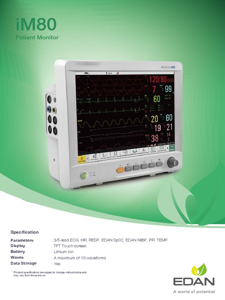 Brosur EDAN Patient Monitor Im80 | PDF