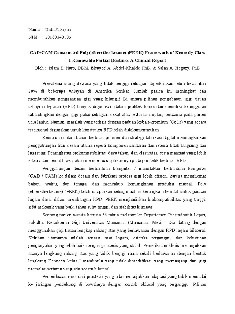 Nida Zakiyah - 20180340103 - Resume PBL 2 BLOK 18 | PDF