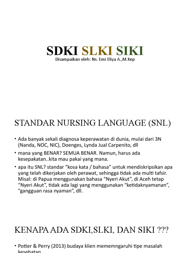 Panduan SDKI, SLKI, dan SIKI Keperawatan | PDF | Pengembangan Diri