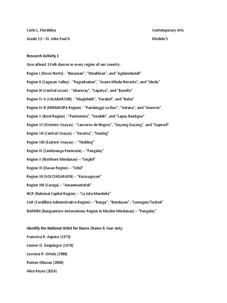 Contemporary Arts Module 5 | PDF | Philippines | Performing Arts